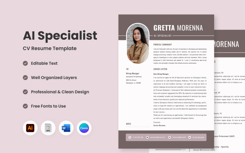 CV Resume AI Specialist V4 crafted for AI specialists who strive for ...