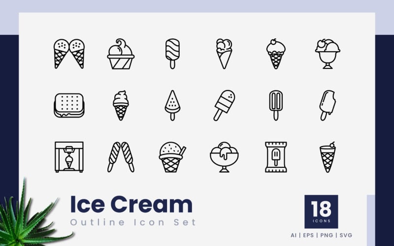 Ice Cream Outline Black Icons #429168 - TemplateMonster