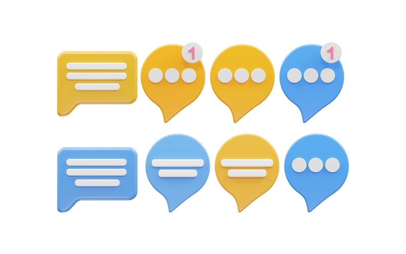 Message icon set 3d rendering vector illustration