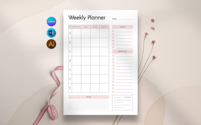 Weekly Planner Template With Canva #429478 - TemplateMonster