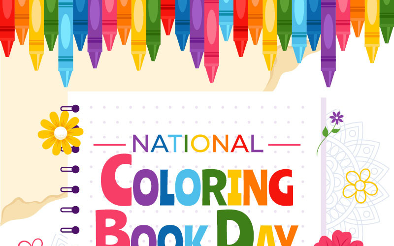 10 National Coloring Book Day Illustration - TemplateMonster