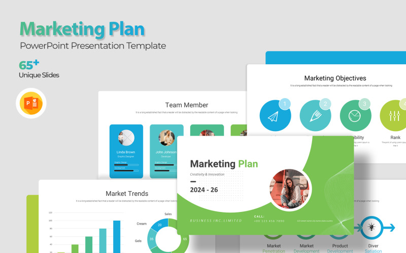 Plan marketing _ Modèle PowerPoint #429515 - TemplateMonster