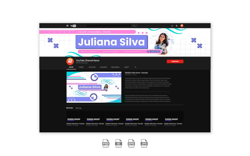 Creative YouTube Cover Template 16 #429707 - TemplateMonster