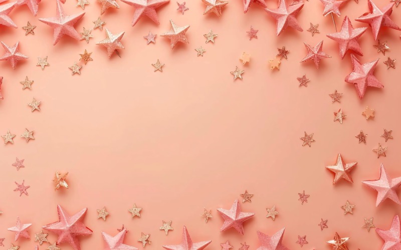 Birthday Background Peach and pink Glitter Stars 104