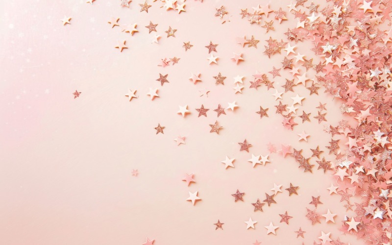 Birthday Background Peach and pink Glitter Stars 226