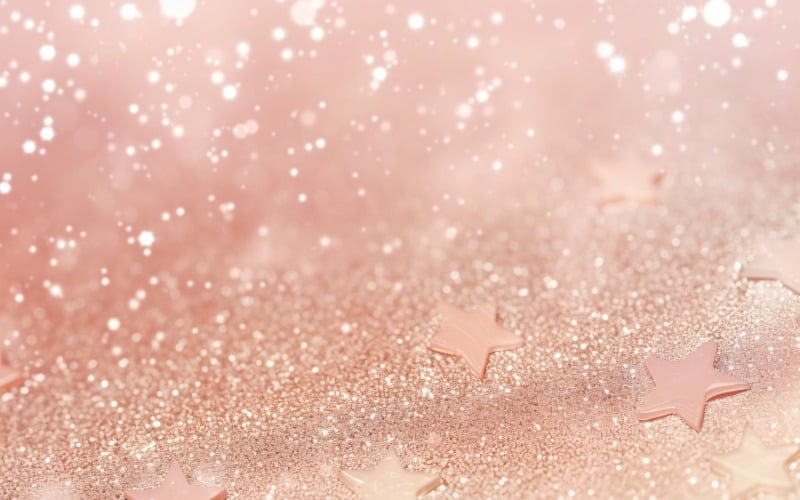 Birthday Background Peach and pink Glitter Stars 239