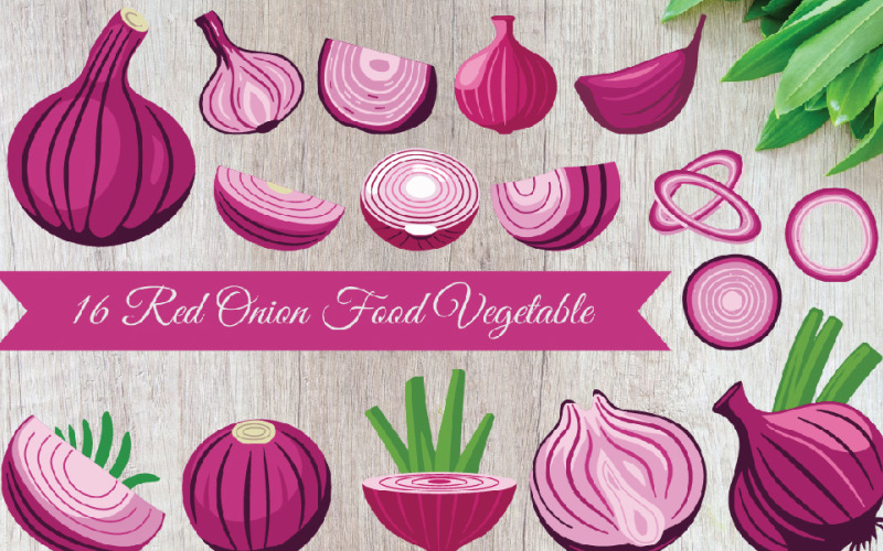 16 légumes alimentaires à l'oignon rouge