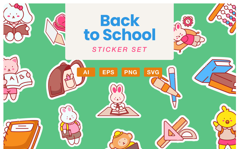 Back to School Sticker Set #430382 - TemplateMonster