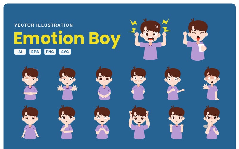 Emotion Boy Character Illustration #430384 - TemplateMonster
