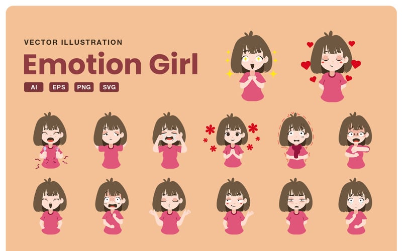 Emotion Girl Character Illustration #430383 - TemplateMonster
