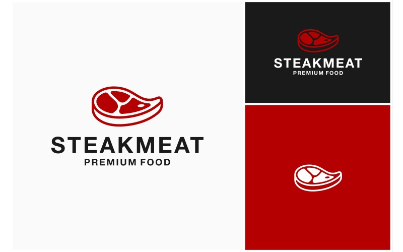 Logo de boucher de boeuf de viande de steak - TemplateMonster