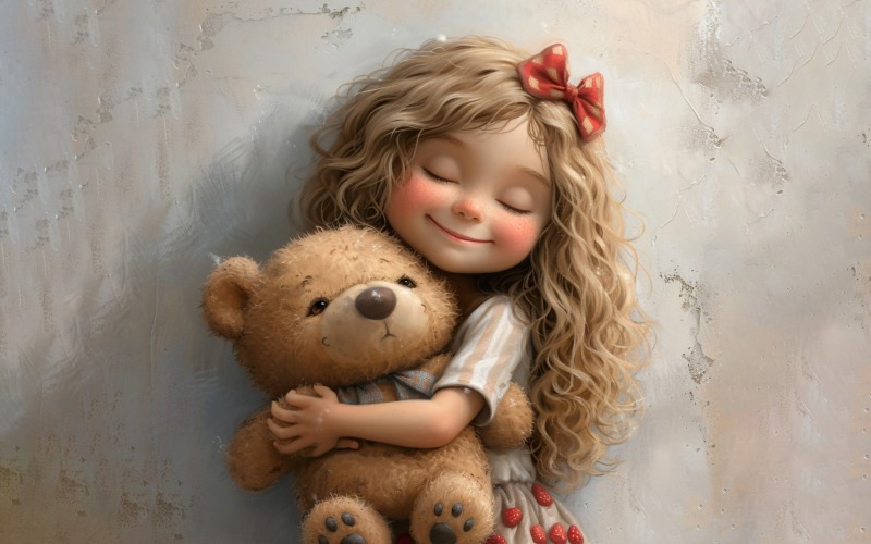 Fille câlin avec ours en peluche 11 #431294 - TemplateMonster