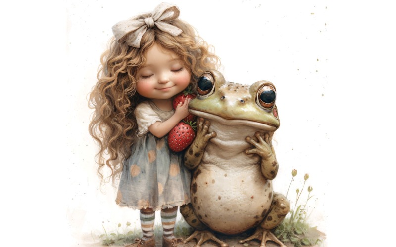 Girl Hugging with Frog 84 #431376 - TemplateMonster