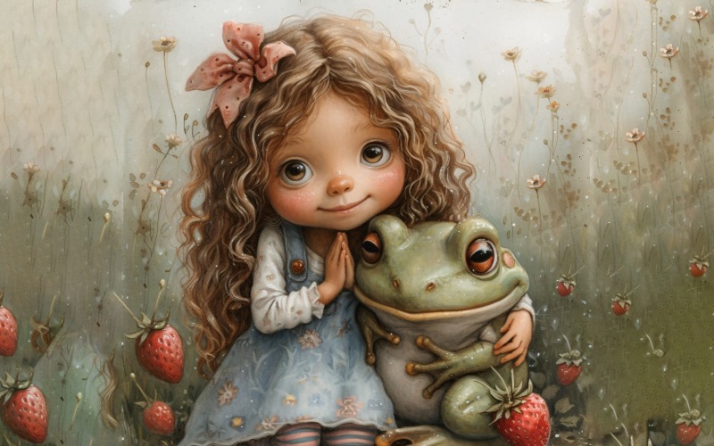 Girl Hugging with Frog 86 #431378 - TemplateMonster