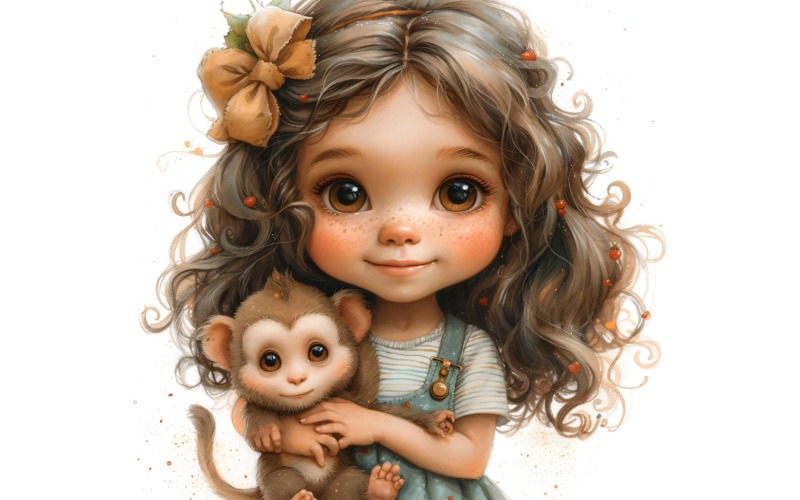 Girl Hugging with Monkey 96 #431388 - TemplateMonster