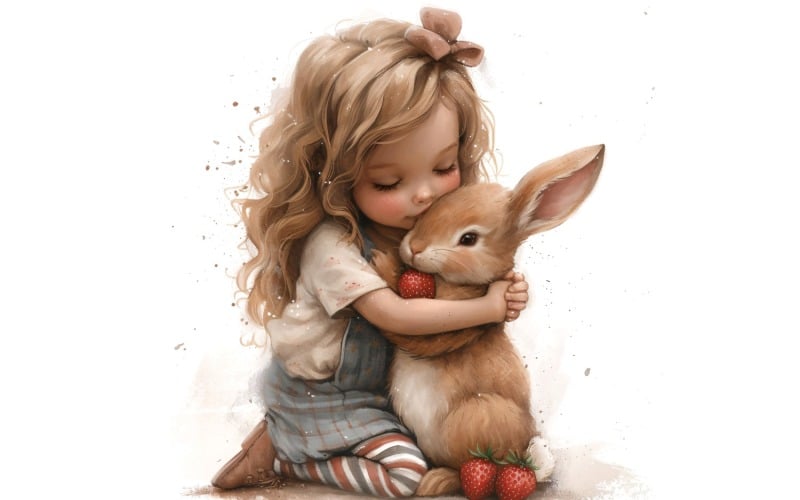 Girl Hugging with Rabbit 18 #431301 - TemplateMonster