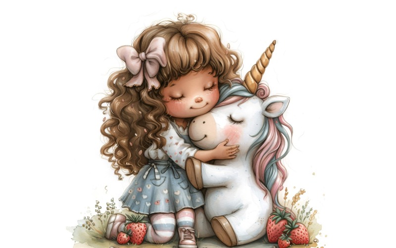 Girl Hugging with Unicorn 76 #431368 - TemplateMonster