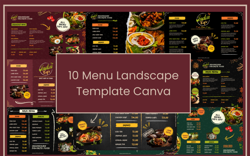 Modelo de menu elegante com paisagem - TemplateMonster
