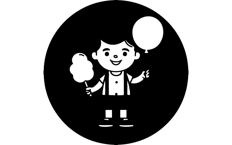 Boy and bellon silhouette vector art illustration