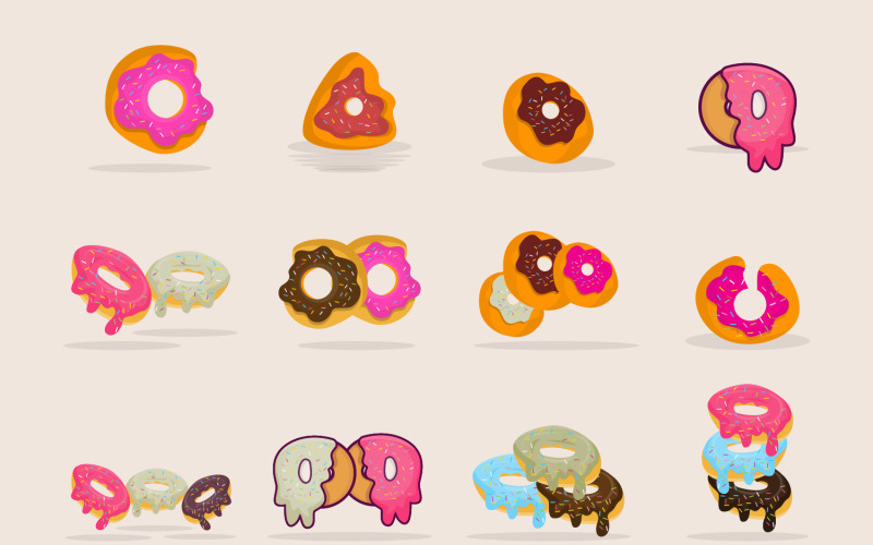 Illustration de beignet vecteur dessin animé style alimentaire DesignV1