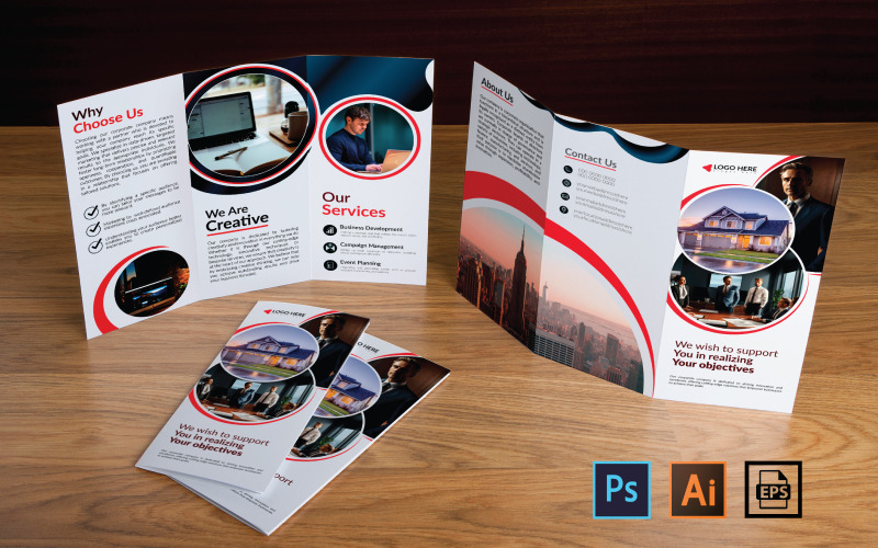 Corporate Trifold Brochure Template #432973 - TemplateMonster
