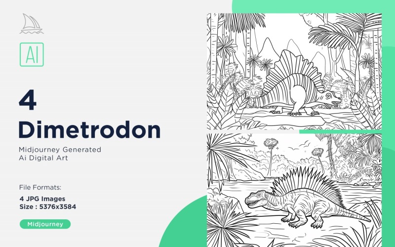 Dimetrodon Dinosaur Coloring Pages Set - TemplateMonster