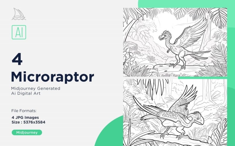 Microraptor Dinosaur Coloring Pages Set - TemplateMonster