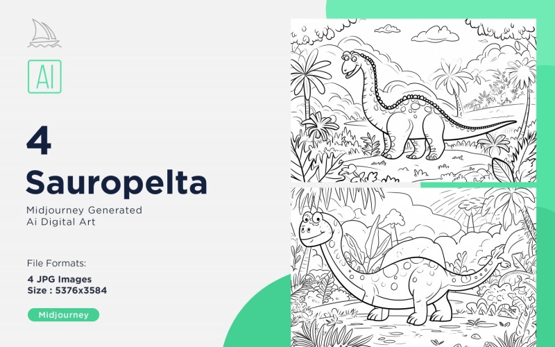 Sauropelta Dinosaur Coloring Pages Set - TemplateMonster