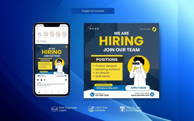 Job Vacancy PSD Template: Hiring Banner Design