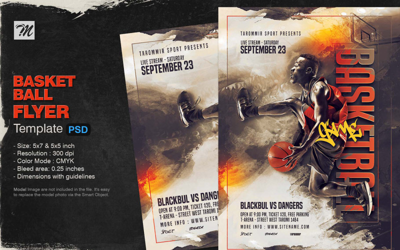Modèle de Flyer de match de basket-ball - TemplateMonster