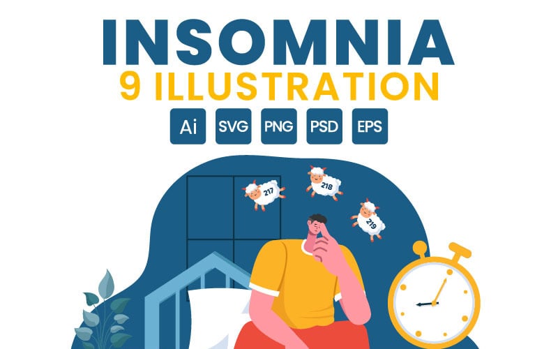 9 Insomnia Vector Illustration #434708 - TemplateMonster
