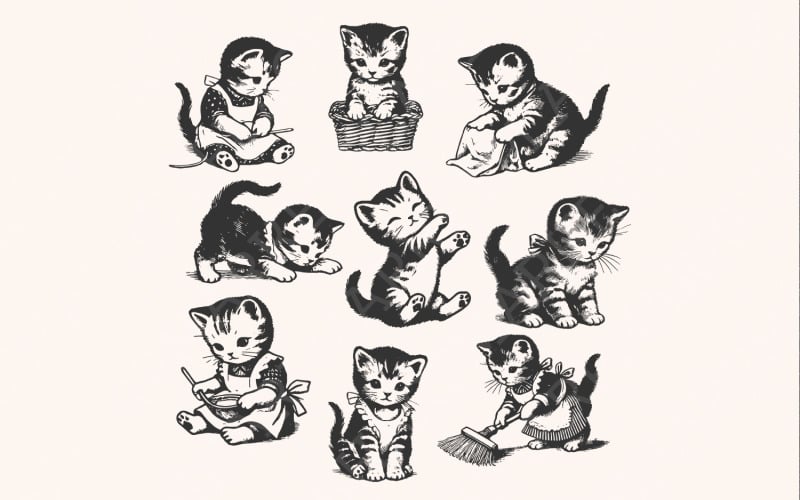 Vintage Cats Png, Retro Cat Png, Cat Tattoo Png, Funny Cat Png, Cat ...