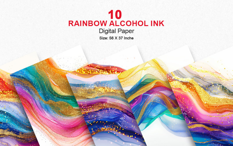 Colorful Rainbow gold glitter alcohol ink texture, Abstract digital ...