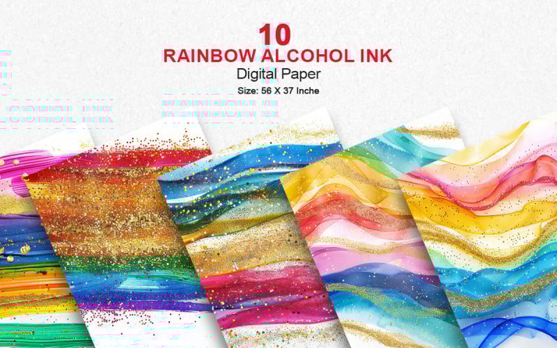 Watercolor rainbow digital paper, abstract paint splatter texture ...