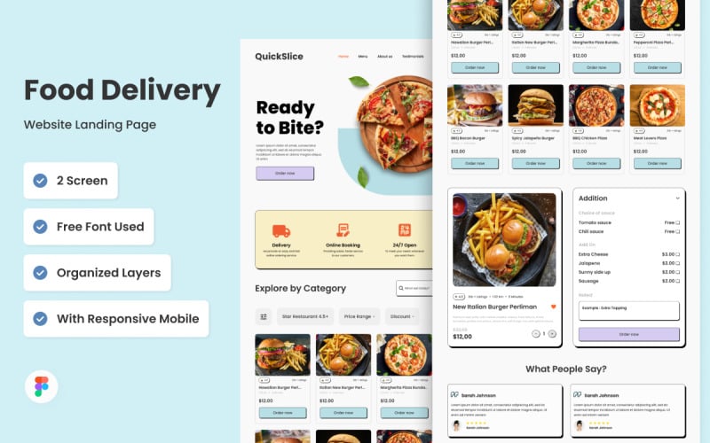 QuickSlice - Food Delivery Landing Page - TemplateMonster