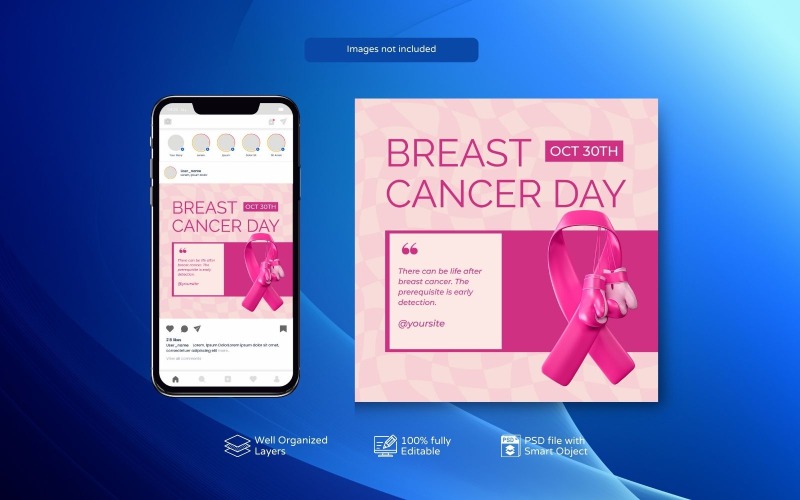 Breast Cancer Awareness Month Post Template - TemplateMonster