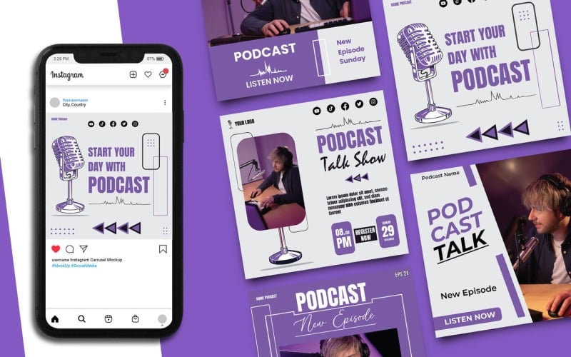 Podcast Instagram Post Template 2 #435878 - TemplateMonster