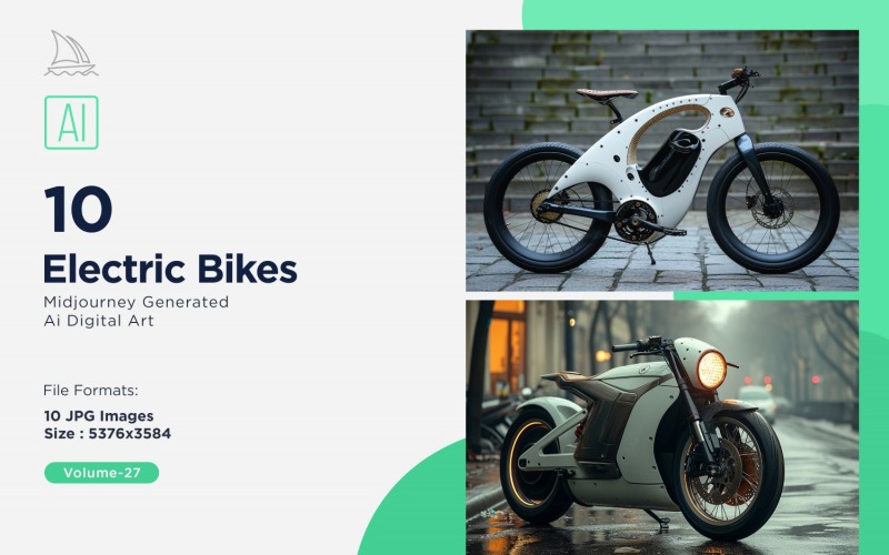 Electric E-Bikes, Bicycle Sleek Minimalist Design Set 27