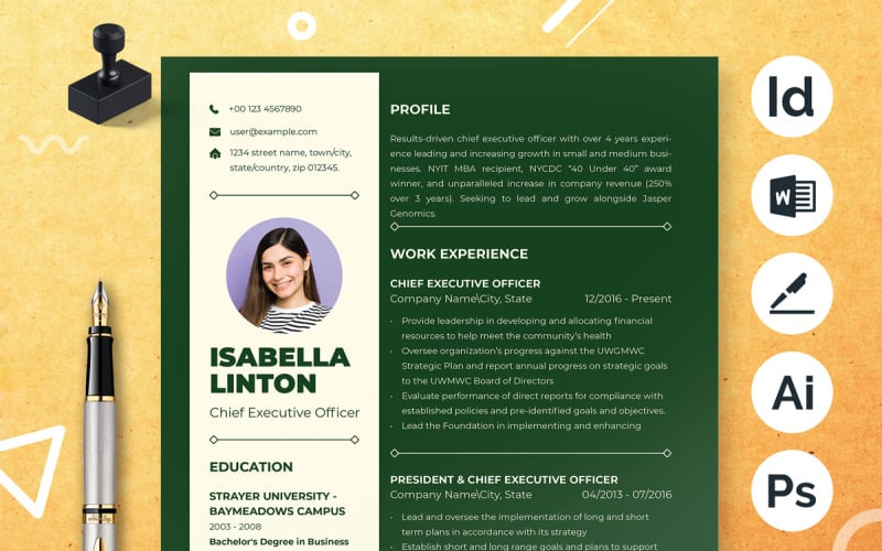 Executive Resume Template Design #436639 - TemplateMonster
