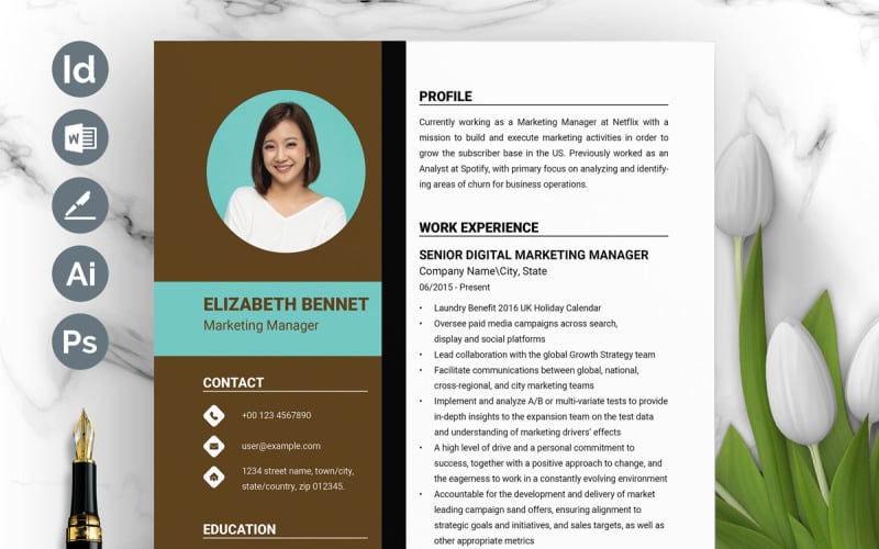 Minimalist Resume Template Design Layout - TemplateMonster