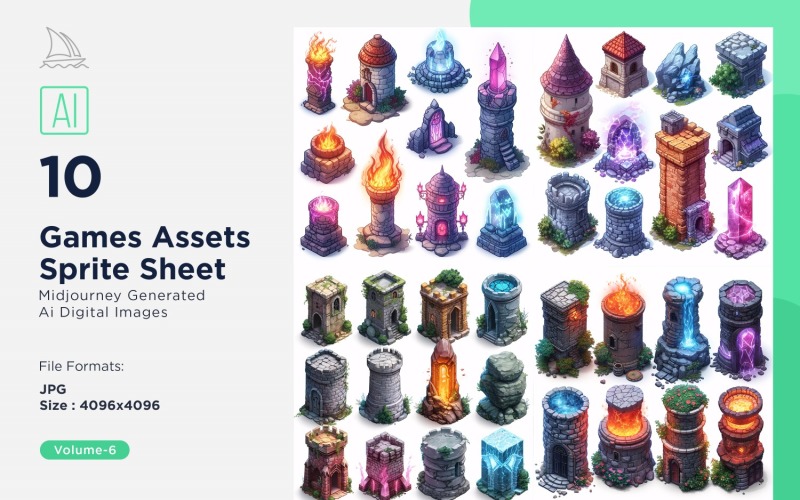 Games Assets Sprite Sheet on White Background Set 06