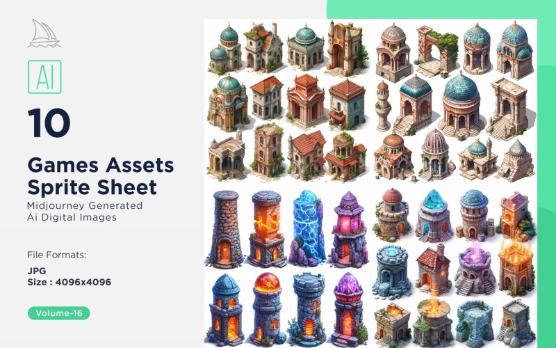 Games Assets Sprite Sheet on White Background Set 16