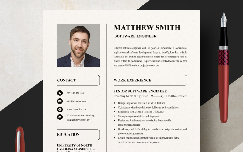 Simple Resume Template Word Design #437646 - TemplateMonster