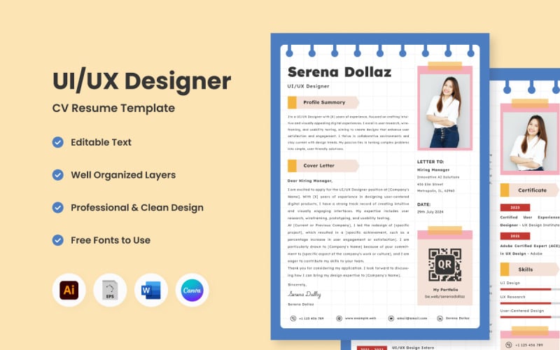 Creative CV Resume UI UX Designer V1 - TemplateMonster