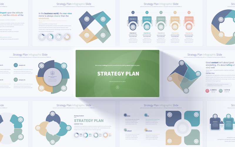 Modèle d'infographie PowerPoint de plan stratégique global