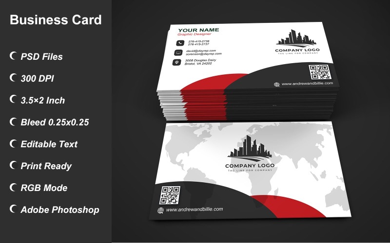 Visiting Card Template with Customizable Designs - 360