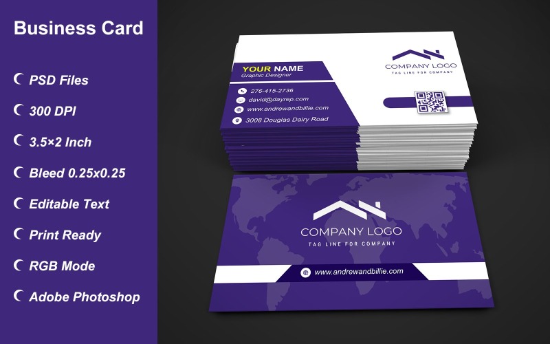 Visiting Card Template with Customizable Designs - 367