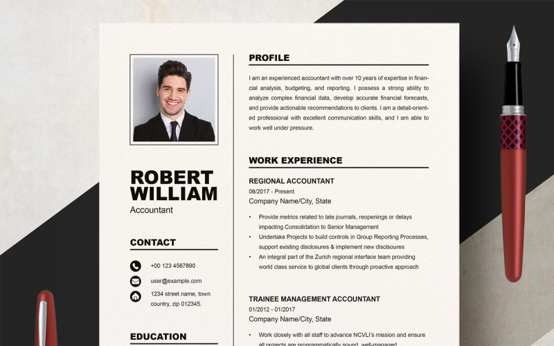 Editable Resume and CV Template Layout - TemplateMonster