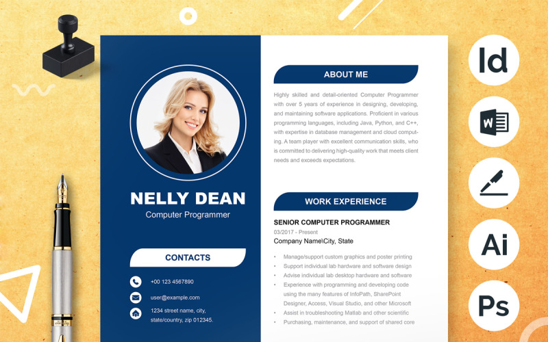 Modern Resume / CV Template Word #439577 - TemplateMonster