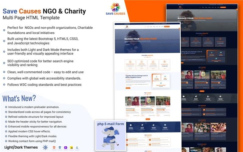 Save Causes NGO Multipage HTML and Bootstrap5 Website Template
